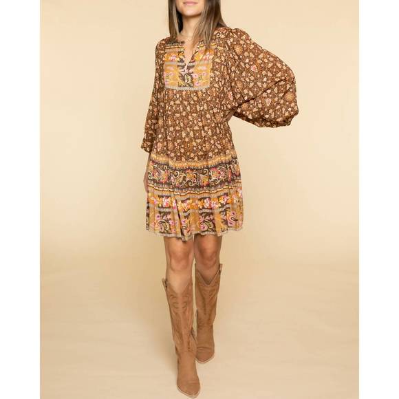 Spell | Dresses | New Spell Madame Peacock Boho Mini Dress In Coffee ...